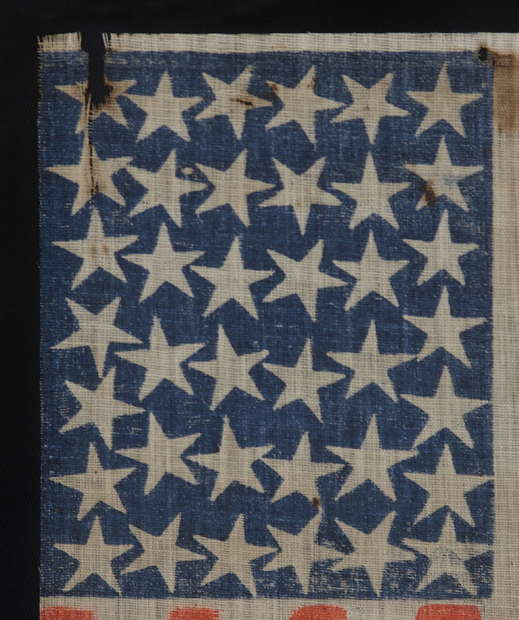 38 STAR FLAG WITH ESPECIALLY LARGE STARS AND INTERTWINED ARMS, AN ...