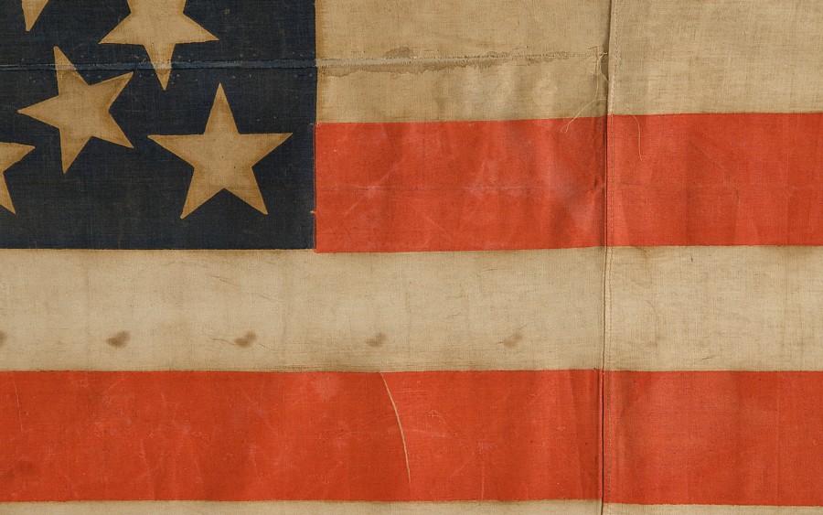 38 STARS, 1876-1889, COLORADO STATEHOOD, A LARGE PARADE FLAG WITH A ...