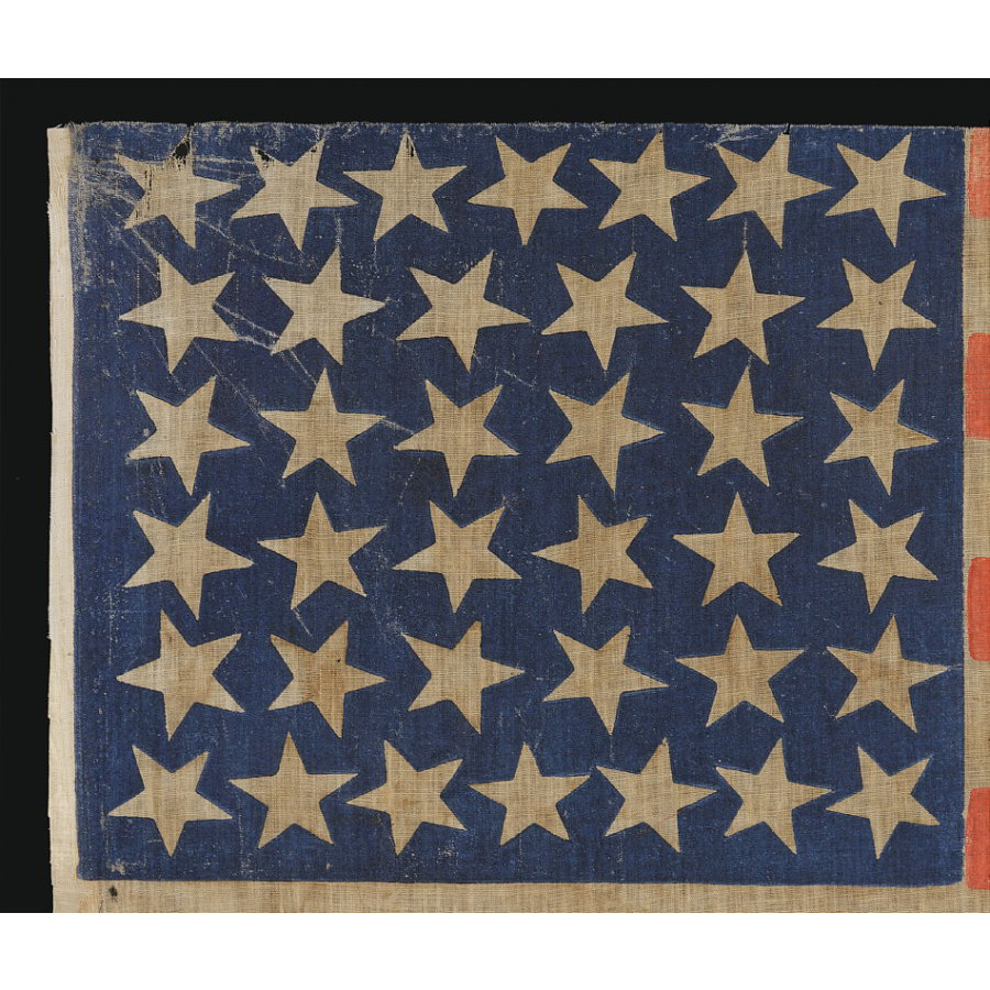 38 STARS, COLORADO STATEHOOD, 1876-1889, A LARGE SCALE PARADE FLAG WITH ...