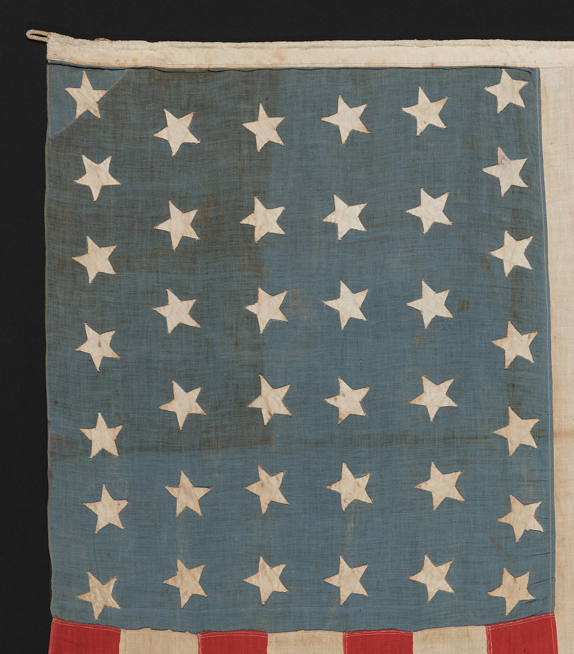 38 STARS ON A HOMEMADE FLAG WITH A CORNFLOWER BLUE CANTON, COLORADO ...
