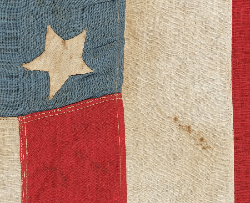 38 STARS ON A HOMEMADE FLAG WITH A CORNFLOWER BLUE CANTON, COLORADO ...