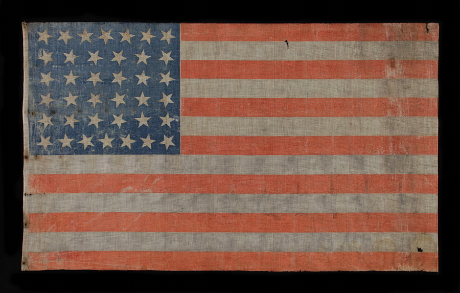 38 STARS ON A LARGE SCALE PARADE FLAG, COLORADO STATEHOOD, 1876-1889