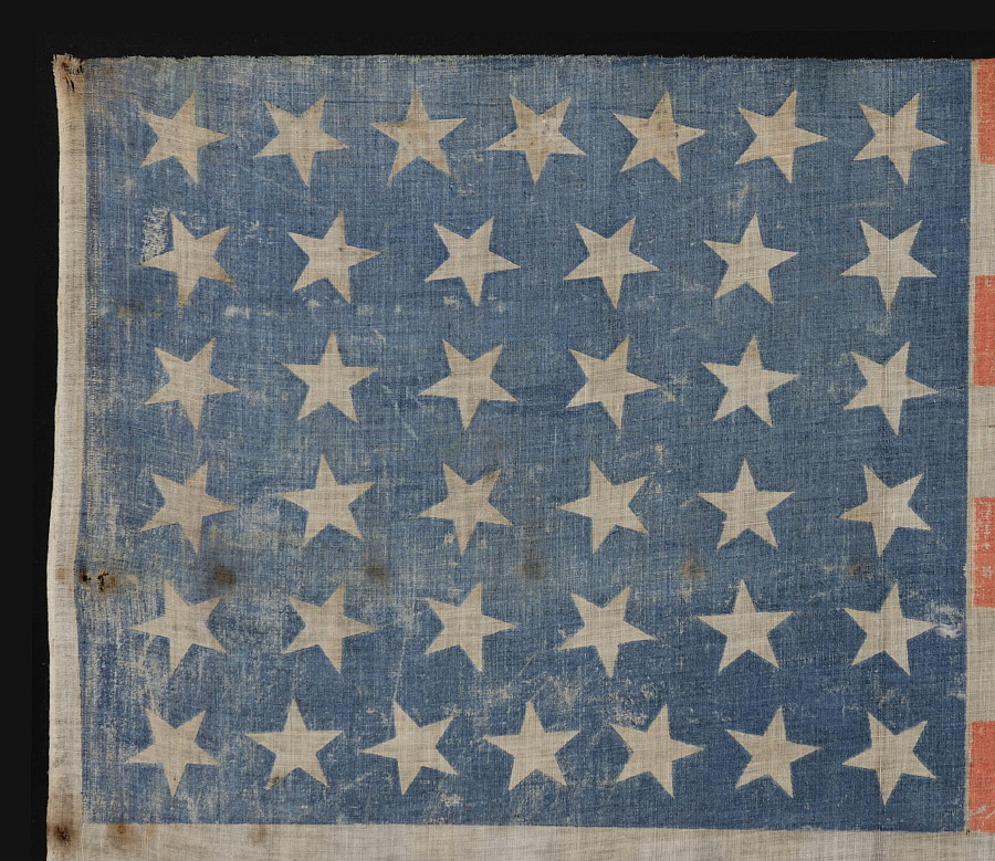 38 STARS ON A LARGE SCALE PARADE FLAG, COLORADO STATEHOOD, 1876-1889