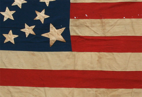 38 STARS IN A RARE OVAL MEDALLION WITH A LARGE CENTER STAR AND FLANKING ...