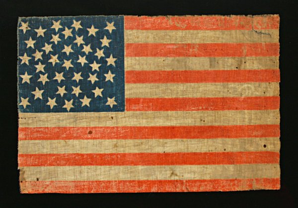 38 STARS IN AN UNUSUAL "HEART MEDALLION" , COLORADO STATEHOOD, 1876