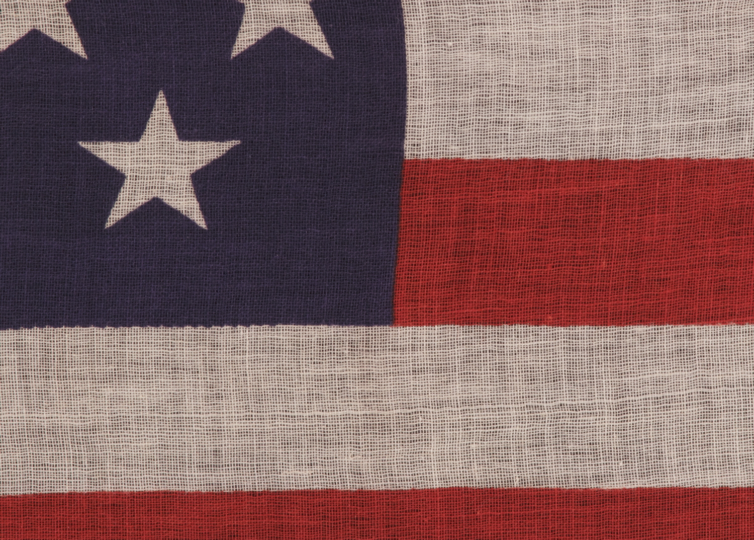 45 STARS IN STAGGERED ROWS ON AN ANTIQUE AMERICAN PARADE FLAG OF THE ...