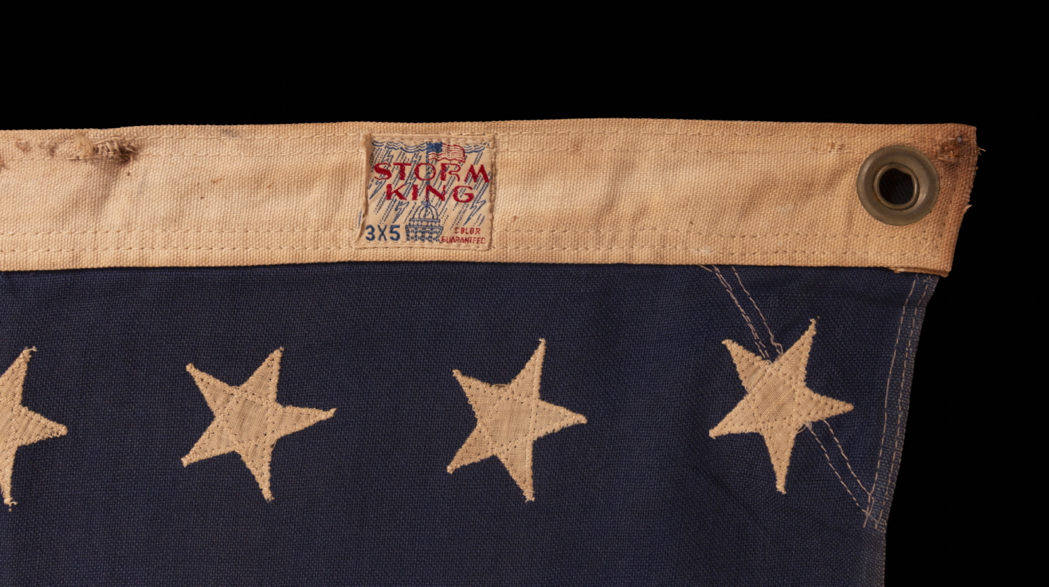 48 STAR, VINTAGE AMERICAN FLAG WITH AN EARLY “STORM KING” LABEL ...