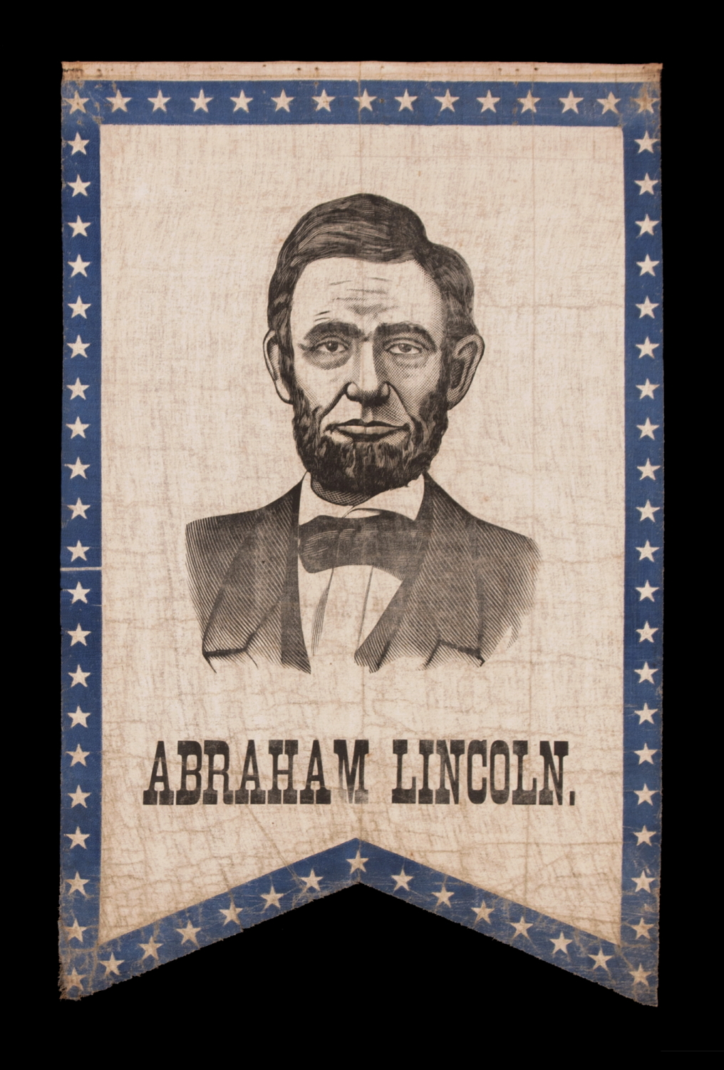 EXTREMELY RARE, SWALLOW-TAILED PARADE FLAG / BANNER WITH A PORTRAIT OF ...