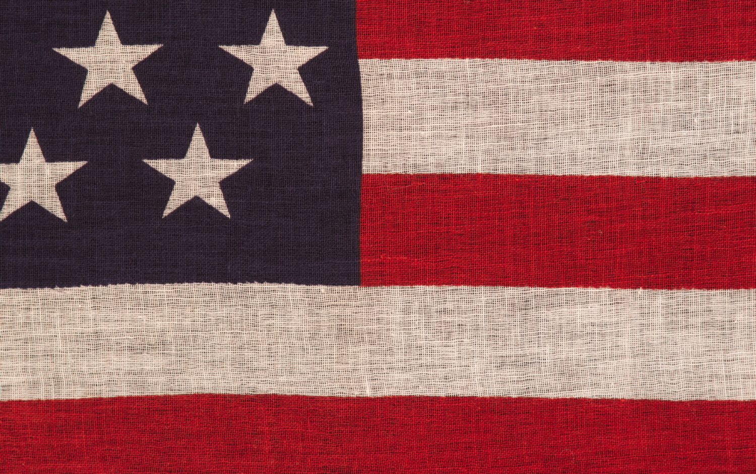 45 STARS IN STAGGERED ROWS ON AN ANTIQUE AMERICAN PARADE FLAG OF THE ...