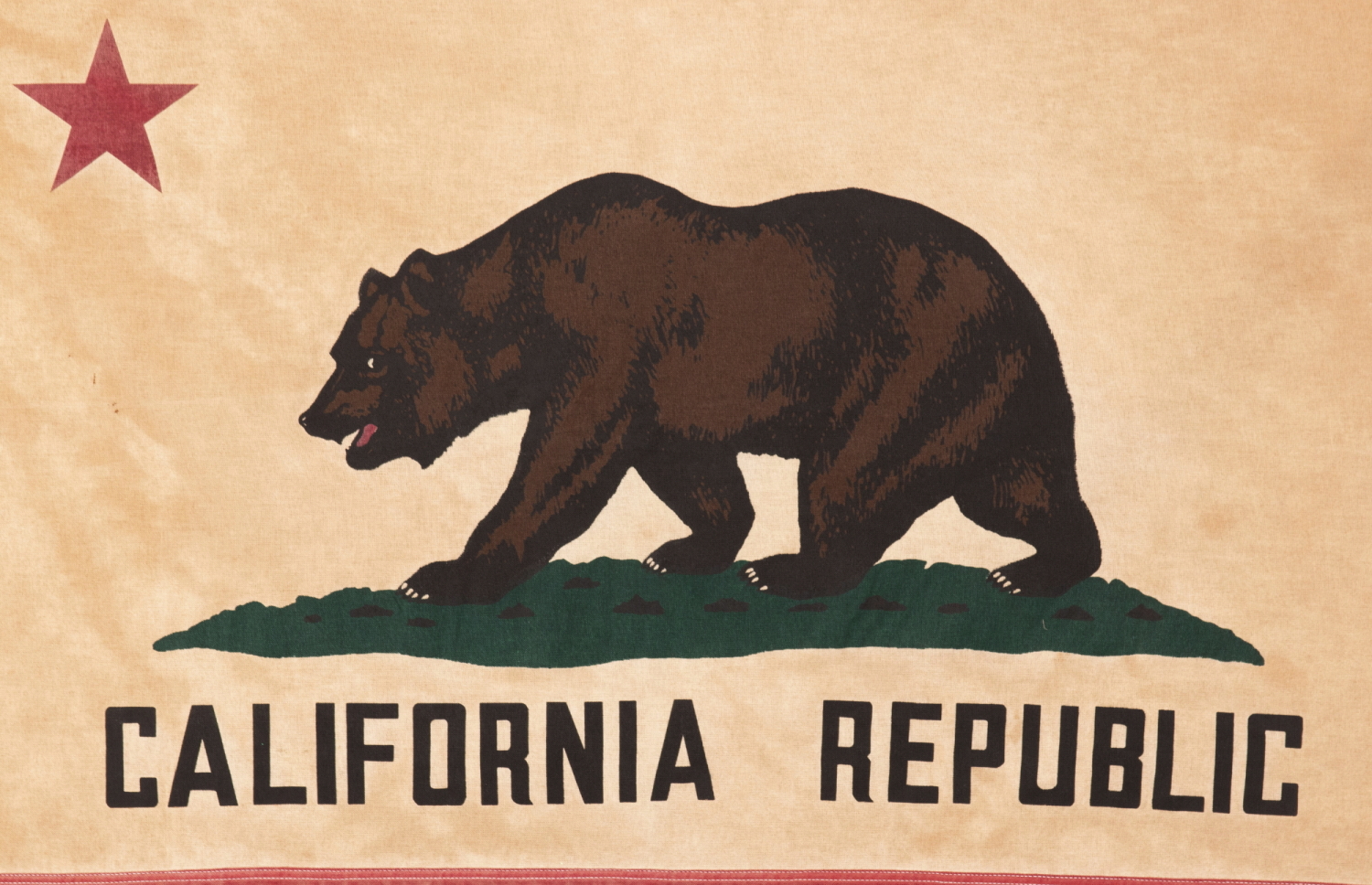 VINTAGE CALIFORNIA STATE "BEAR" FLAG OF STOUT CONSTRUCTION, AND WITH ...