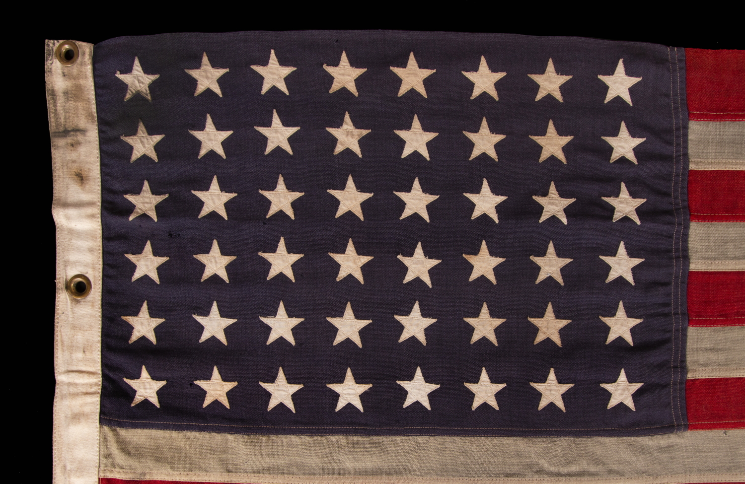 WWII VINTAGE ANTIQUE AMERICAN FLAG WITH 48 STARS AND ENDEARING WEAR ...